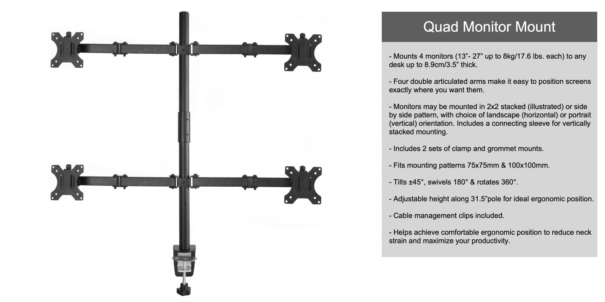 Quad Monitor Mount | DeskRiser.com